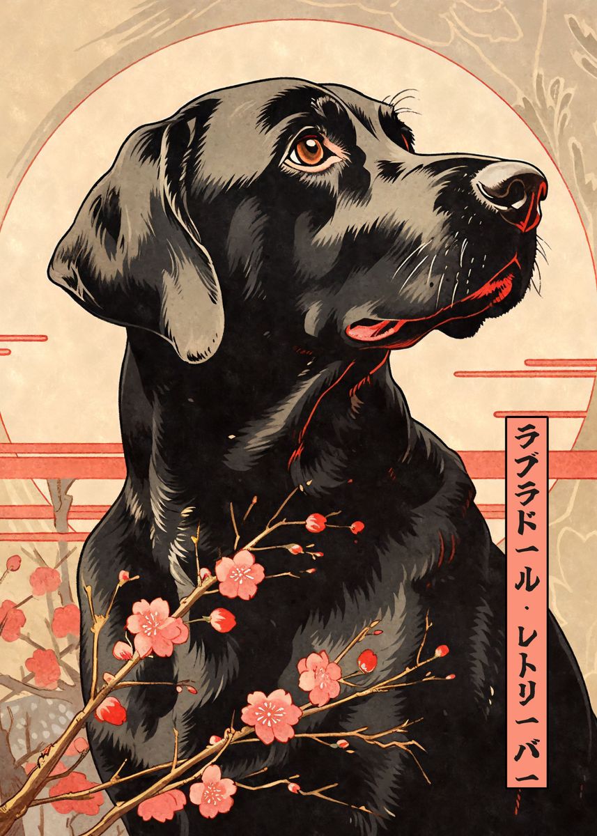 'Labrador Retriever Japan' Poster, picture, metal print, paint by ...