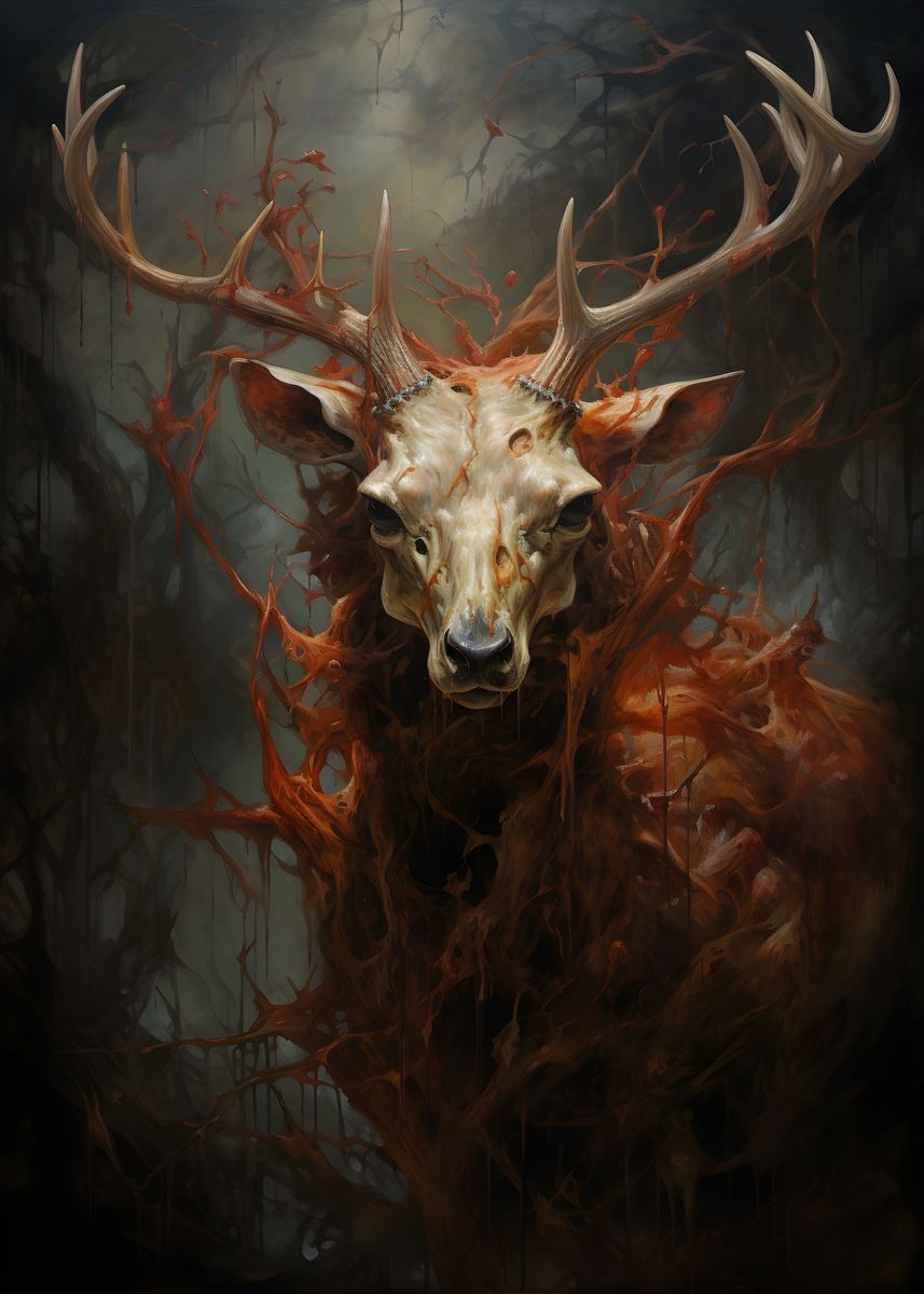 'Undead Deer' Poster, picture, metal print, paint by Makadur | Displate