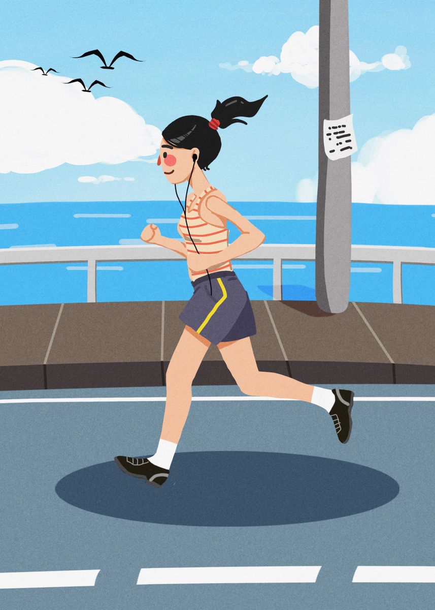 'Jogging Illustration' Poster, picture, metal print, paint by ...