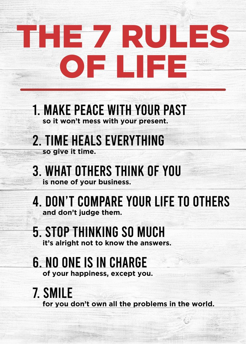 'the 7 rules of life' Poster, picture, metal print, paint by Top ...