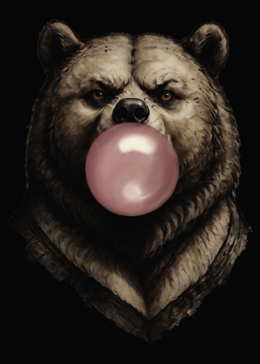 'Bubble gum bear' Poster, picture, metal print, paint by Popart PosterS ...