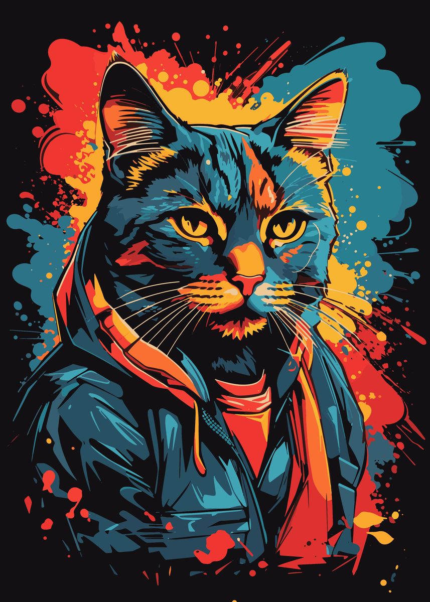 'Cat' Poster, picture, metal print, paint by benyok 86 | Displate