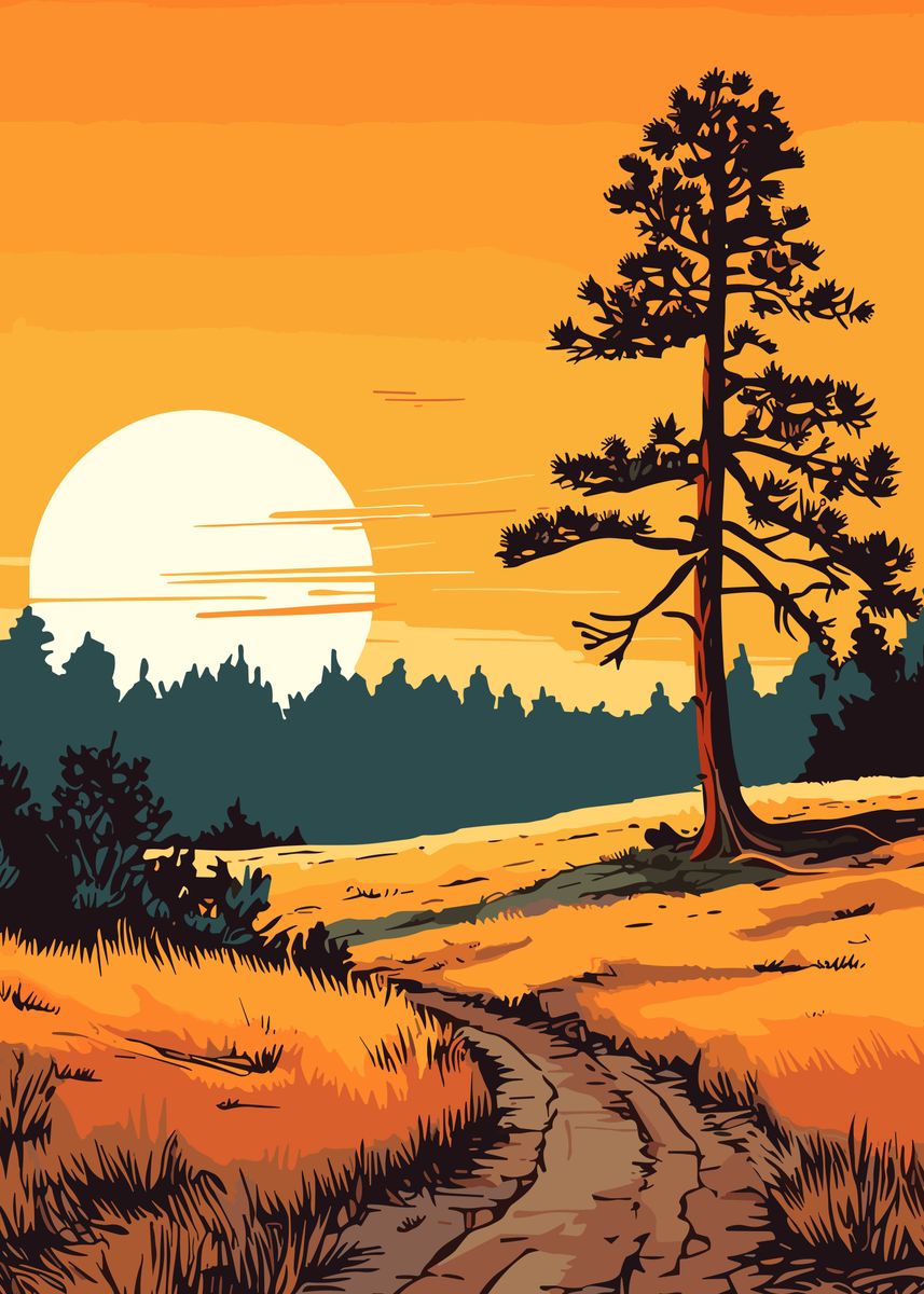 'Sunset' Poster, picture, metal print, paint by Beast Lion | Displate