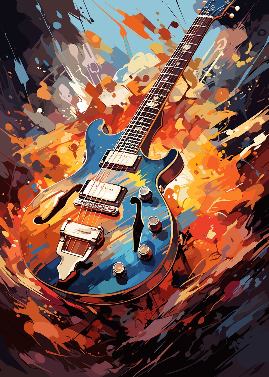 ' Harmony Electric Guitar' Poster, picture, metal print, paint by Susan Cannon | Displate