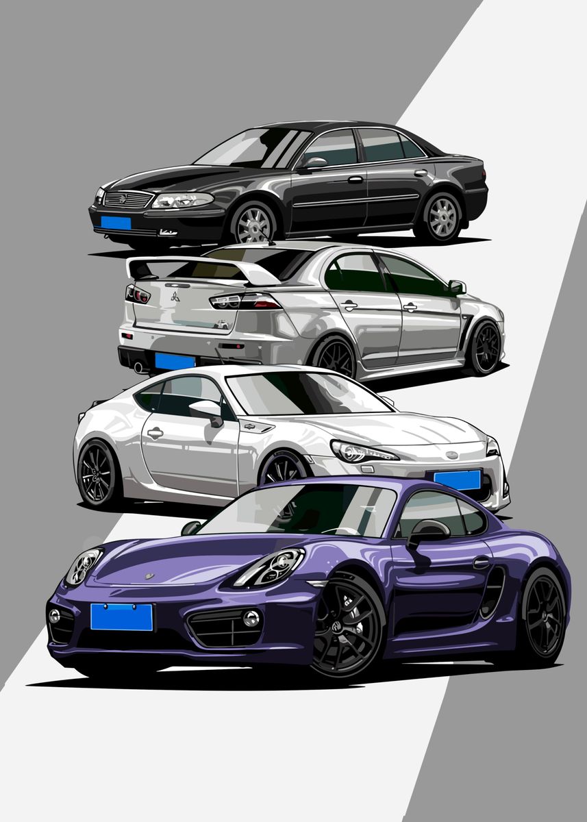 'Japan Cars Best Collection' Poster, picture, metal print, paint by ...