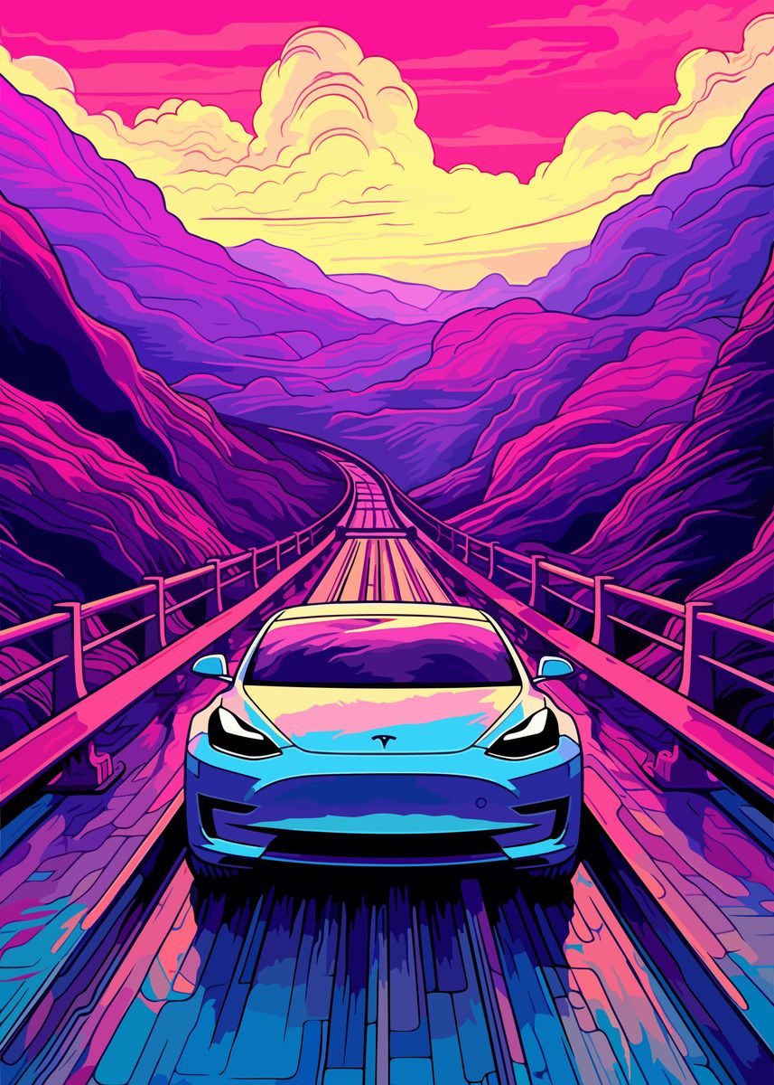 'Car Retro Synthwave' Poster by Oliver Qo | Displate