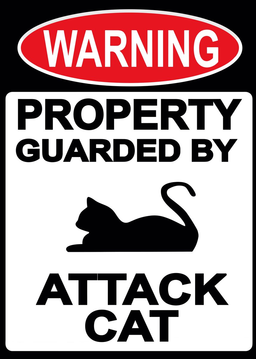 'Cat Sign' Poster, picture, metal print, paint by Beast Lion | Displate