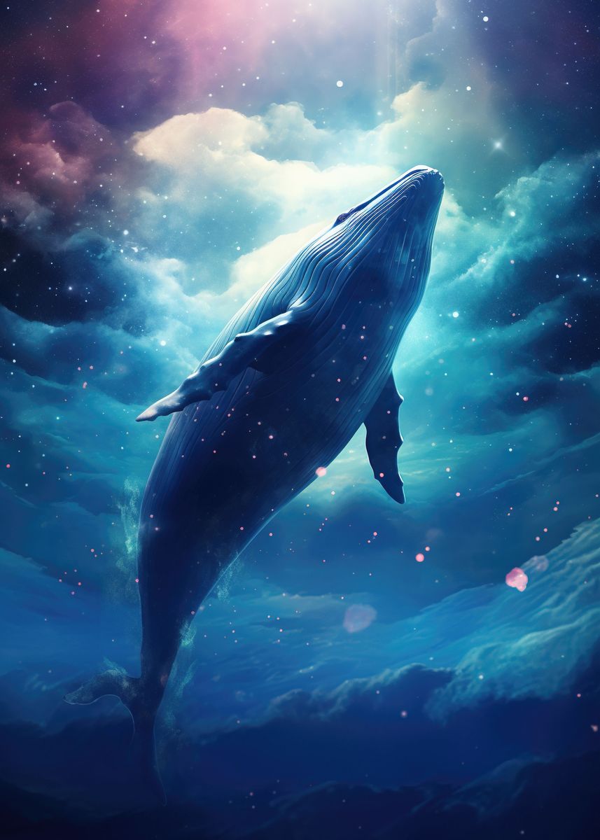 'Astral Whale' Poster, picture, metal print, paint by Senja Kolesnyk ...