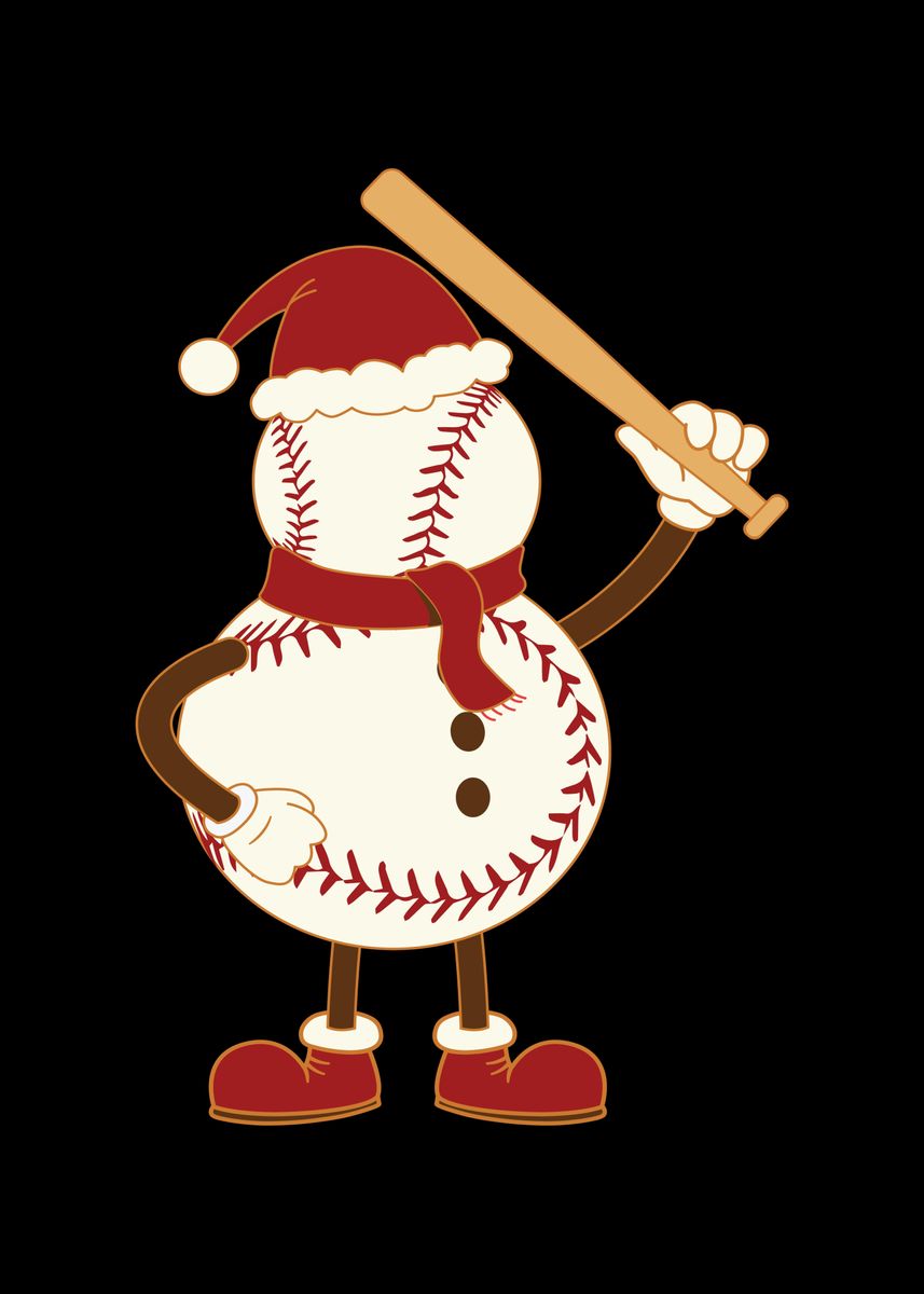'Santa Claus Baseball' Poster, picture, metal print, paint by Mooon ...