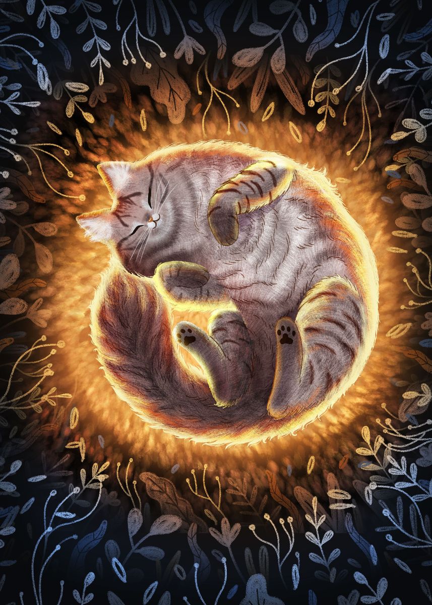 'Shiny cat' Poster, picture, metal print, paint by Leandrofca | Displate