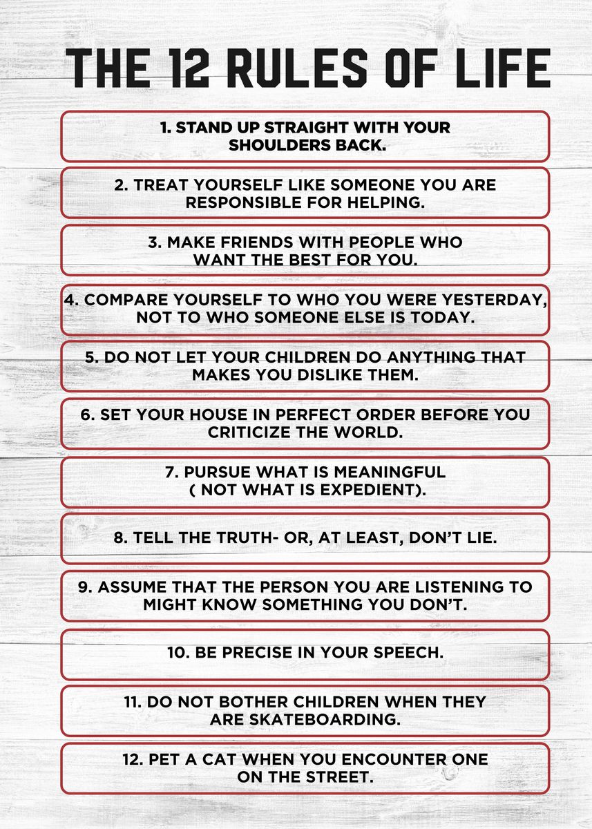 'the 12 rules of lifes' Poster, picture, metal print, paint by Top ...