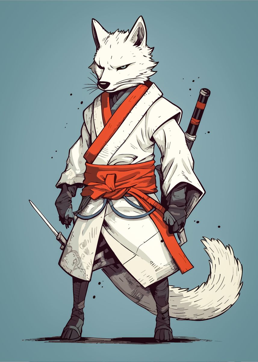 'fox animal samurai' Poster, picture, metal print, paint by Raheem ...