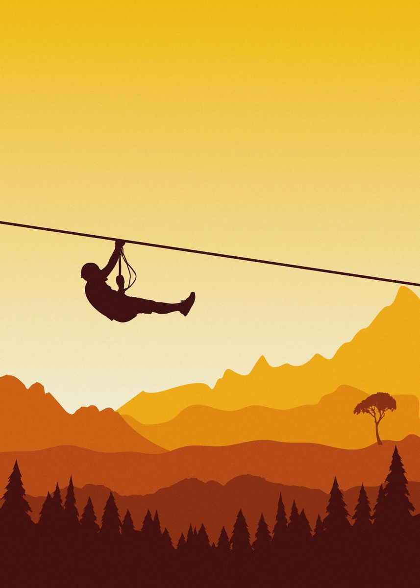 'Flying fox Outbound' Poster, picture, metal print, paint by ...