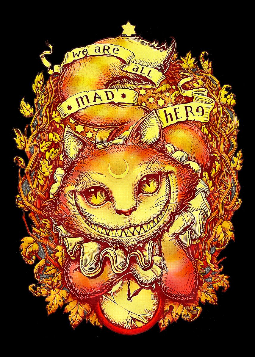 'mad cat' Poster, picture, metal print, paint by rick mindey | Displate