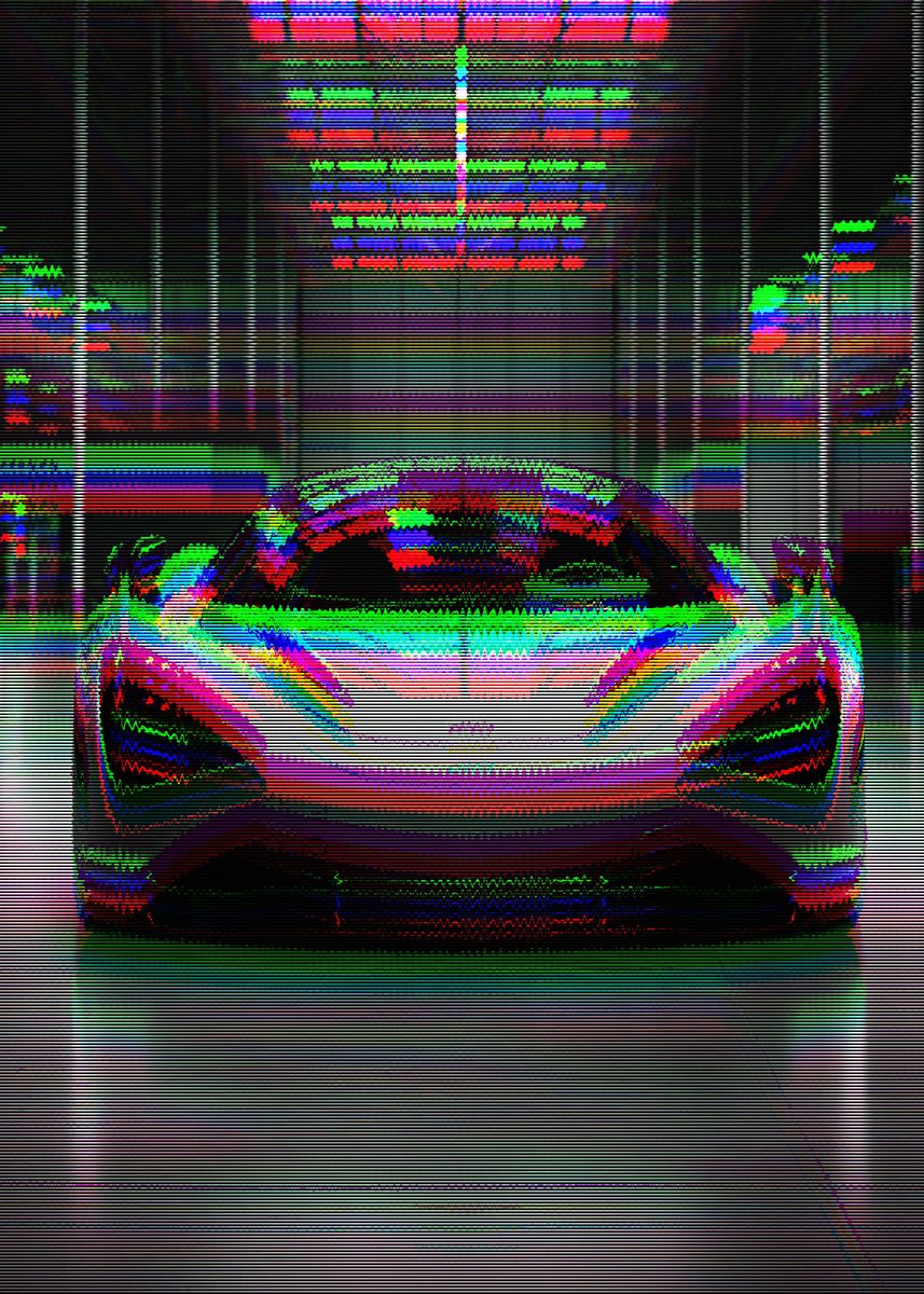 'CAR GLITCH ART' Poster, picture, metal print, paint by Kilua | Displate