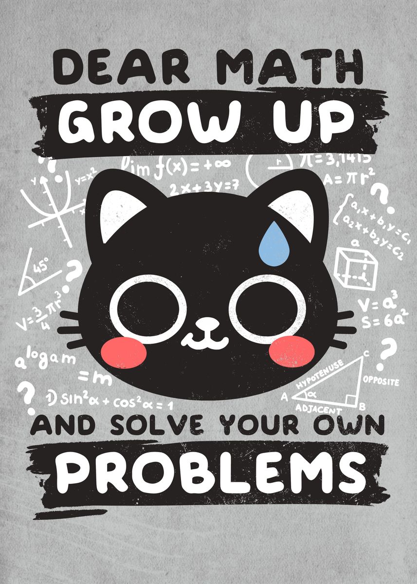 'Math confused cat' Poster, picture, metal print, paint by NemiMakeit ...
