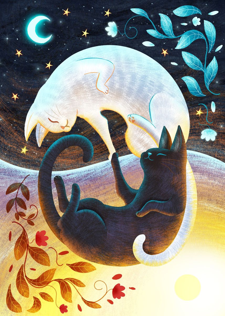 'Cat balance' Poster, picture, metal print, paint by Leandrofca | Displate