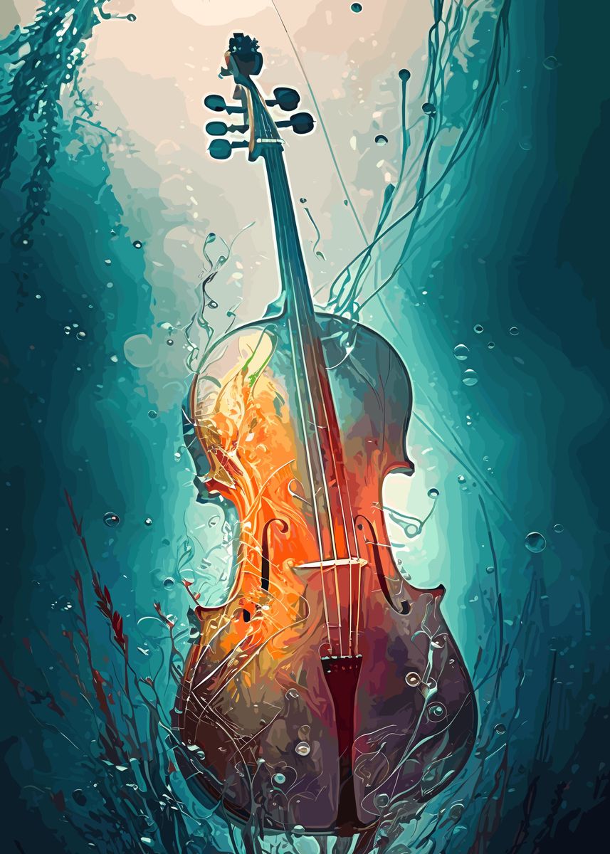 'Cello Music Ocean' Poster, picture, metal print, paint by ...