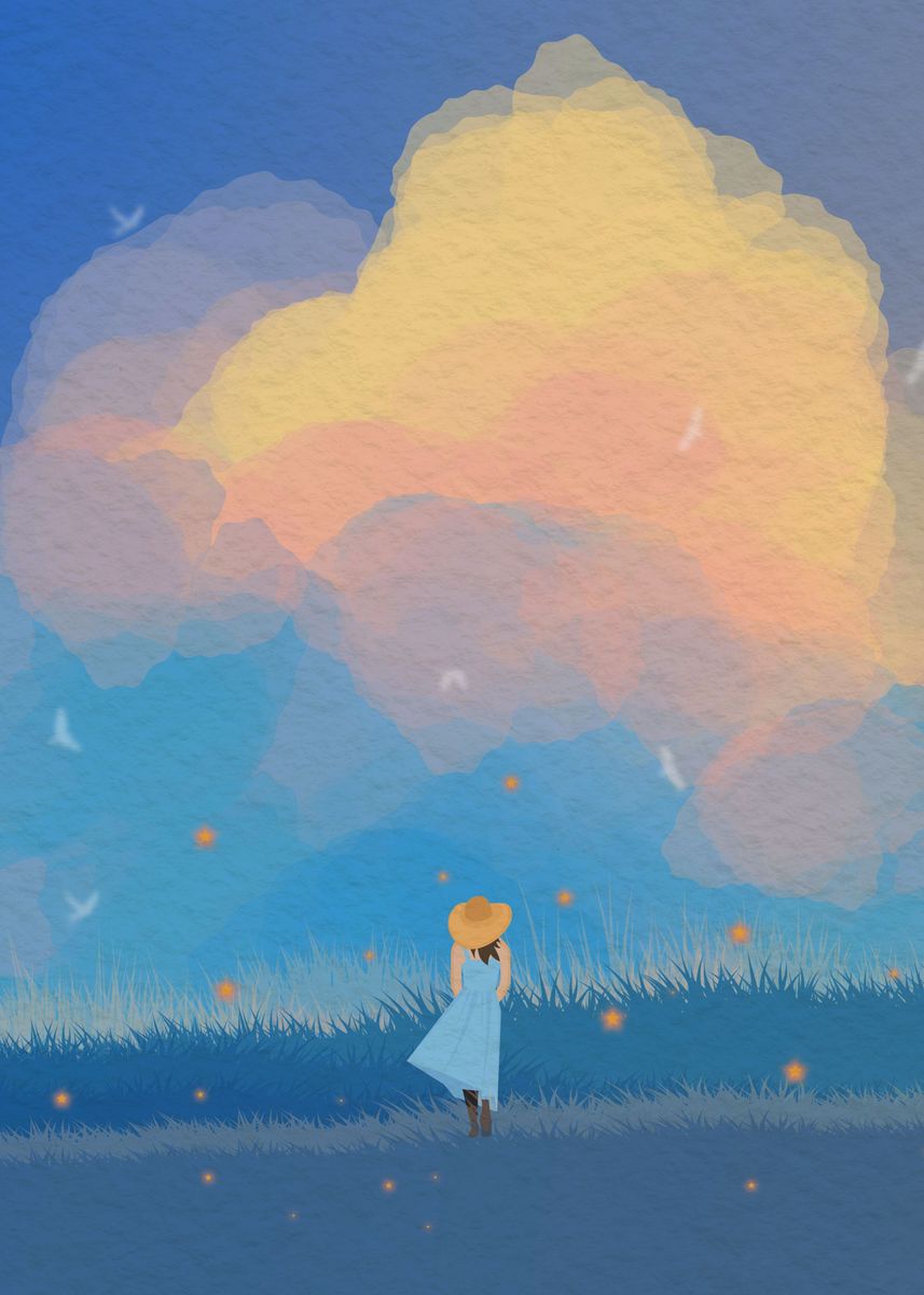 'Beautiful evening sky' Poster, picture, metal print, paint by Ricky Aditya | Displate