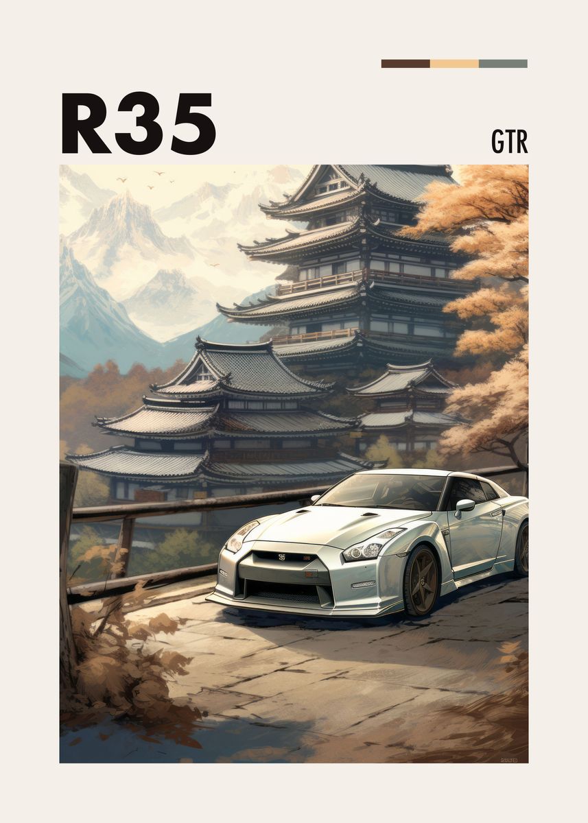 'Vintage Nissan R35 GTR' Poster, picture, metal print, paint by Full ...
