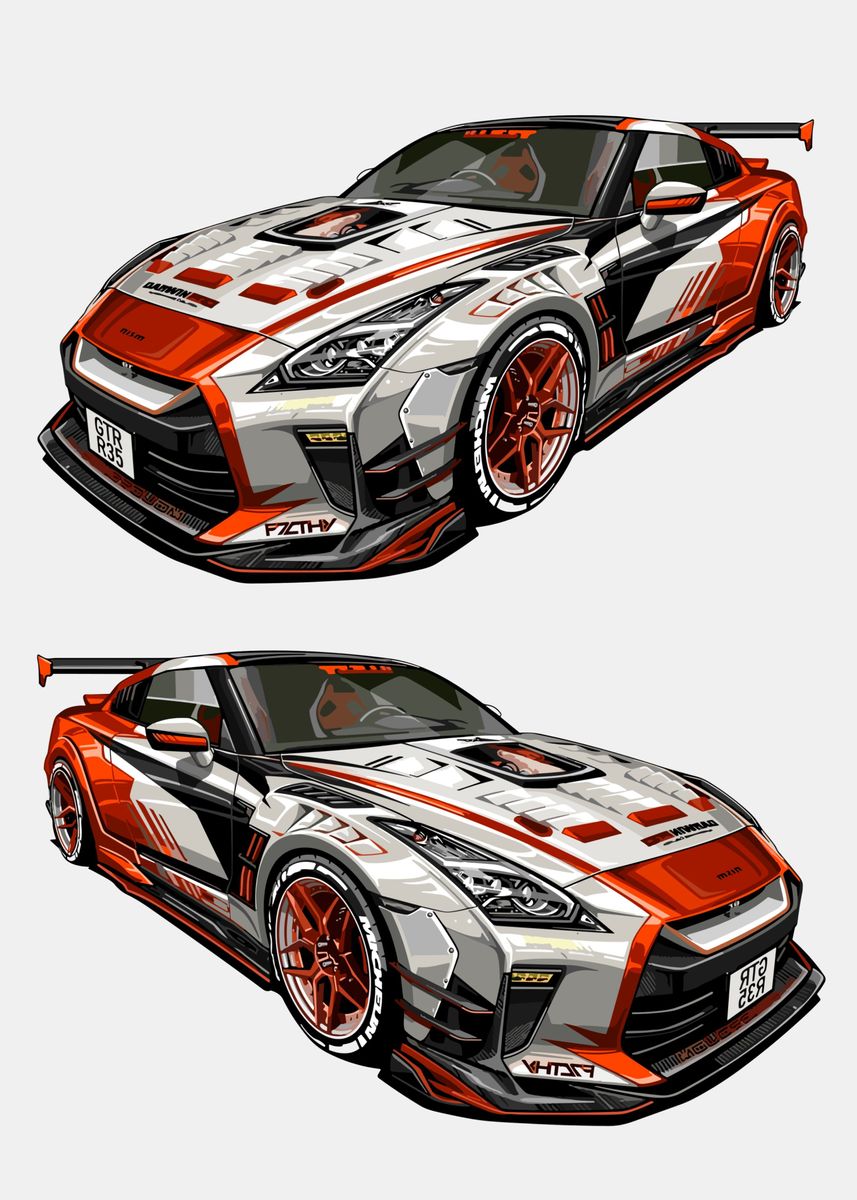 'Gtr R35' Poster, picture, metal print, paint by Savinda | Displate