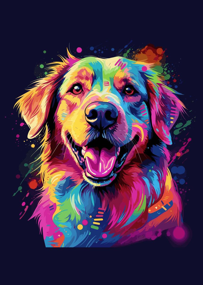 'Dog Cute Colorful' Poster, picture, metal print, paint by Barbara Del ...