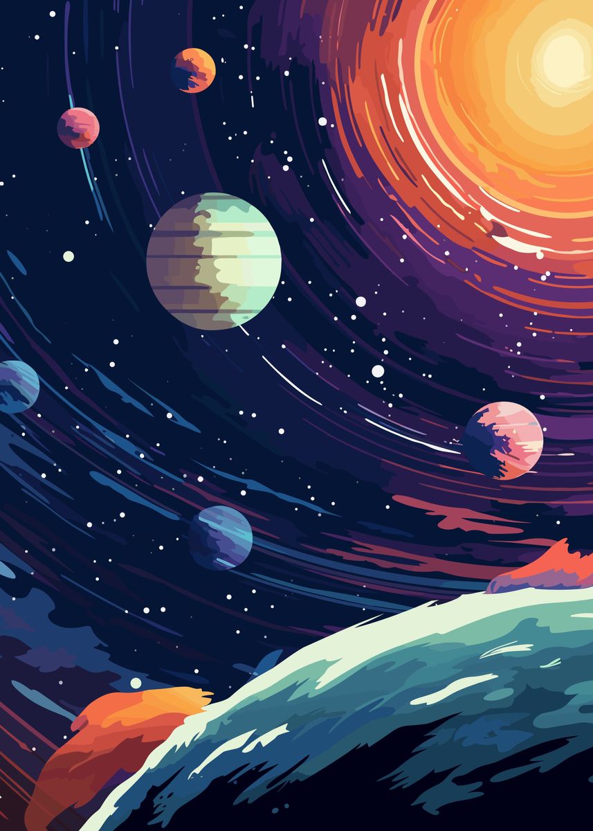 'Space Planets' Poster, picture, metal print, paint by Mesh | Displate