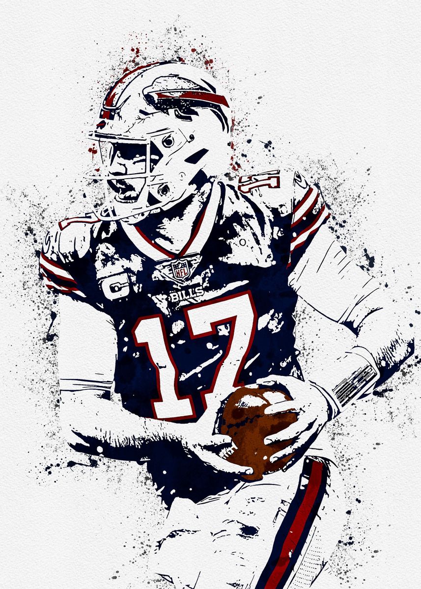 'Josh Allen Football' Poster, picture, metal print, paint by Paul C ...