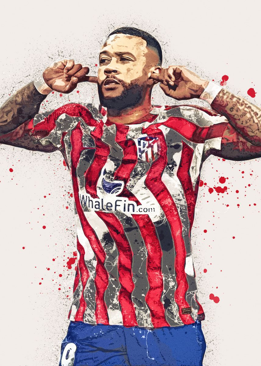 'Memphis Depay Splash' Poster, picture, metal print, paint by Ollie ...