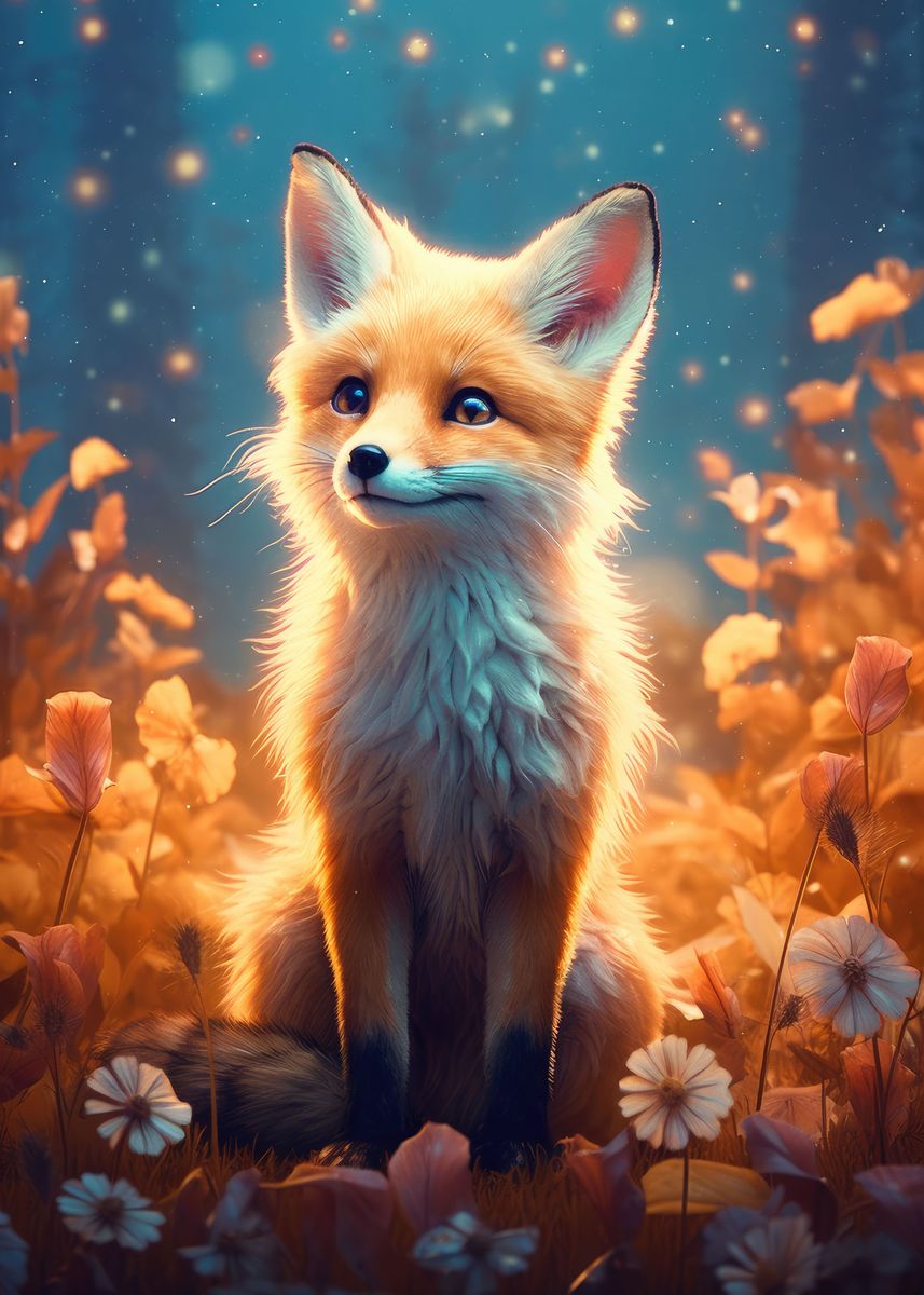 'Fox Adorable' Poster, picture, metal print, paint by DecoyDesign ...