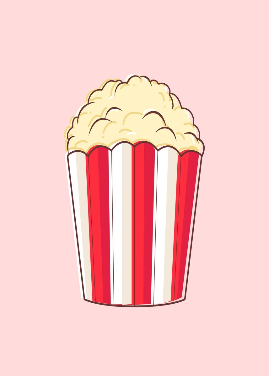 'Cute Popcorn' Poster, picture, metal print, paint by Biliacci | Displate