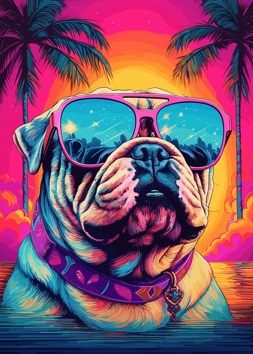 'Colorful Bulldogs' Poster, picture, metal print, paint by Ardyce Behn ...