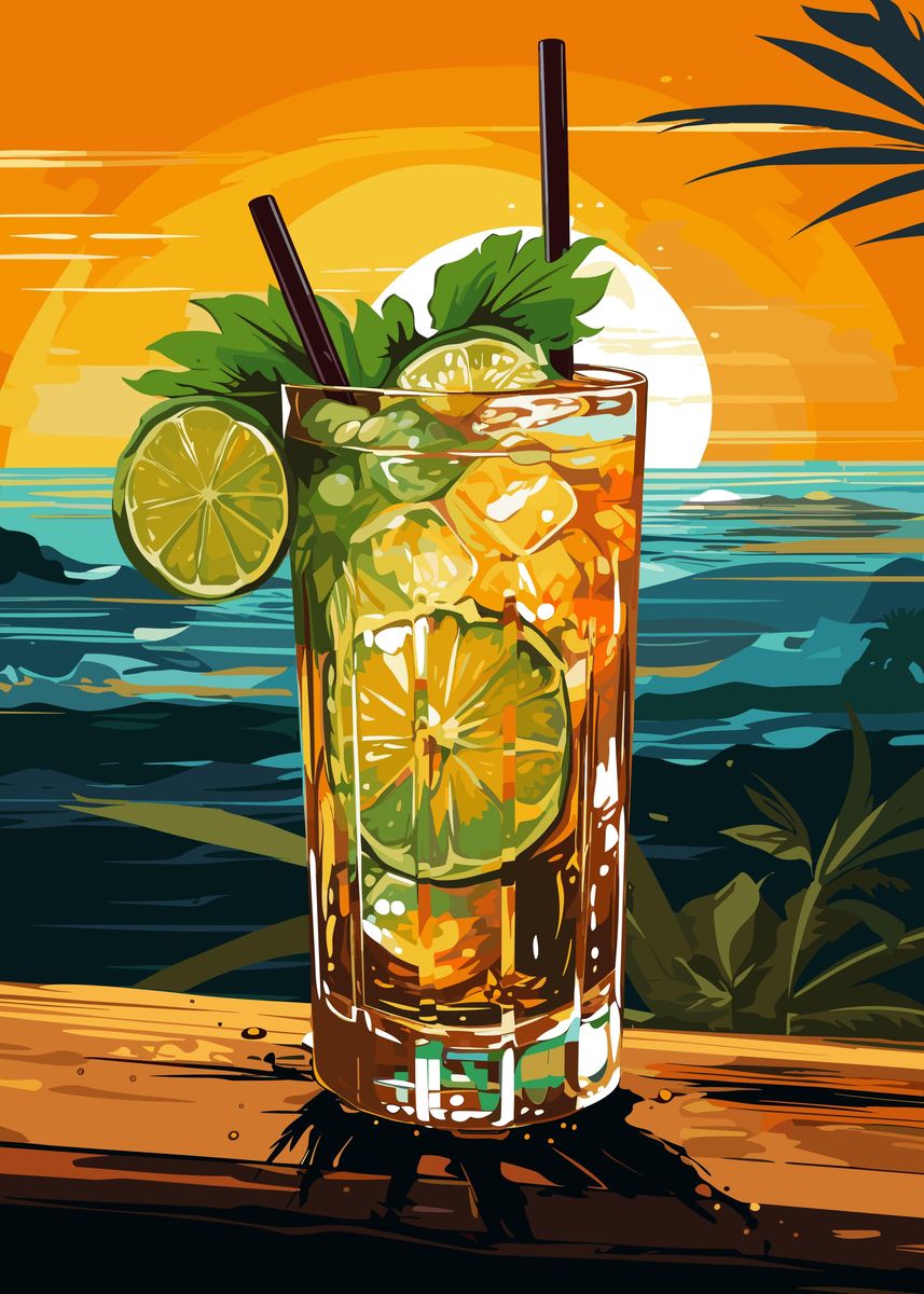 'Beach Lime Drink' Poster by BobbyBubble | Displate