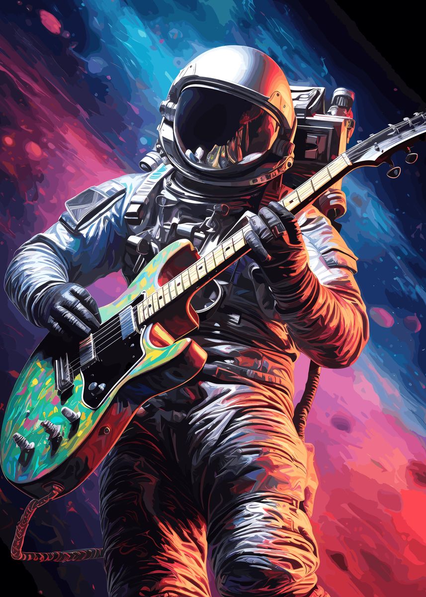 'Celestial Astronaut Guitar' Poster, picture, metal print, paint by ...