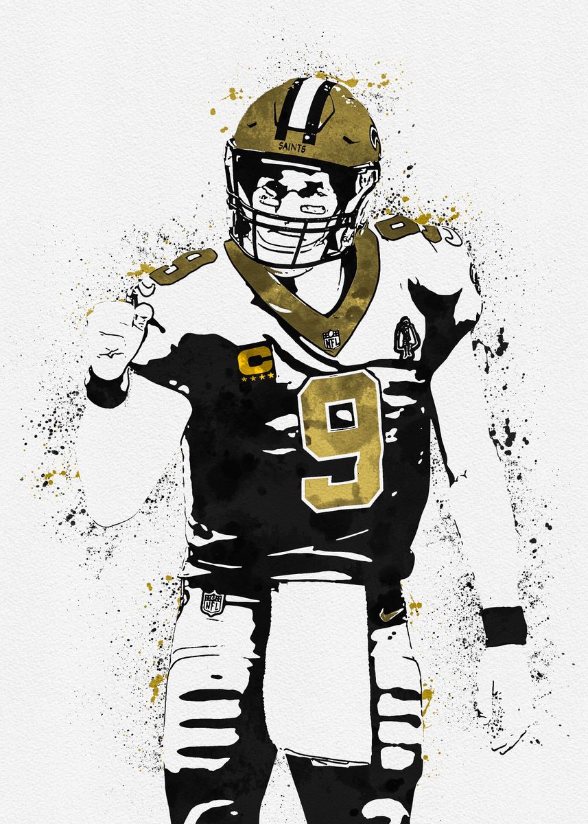 'Drew Brees' Poster, picture, metal print, paint by Paul C. Lane | Displate
