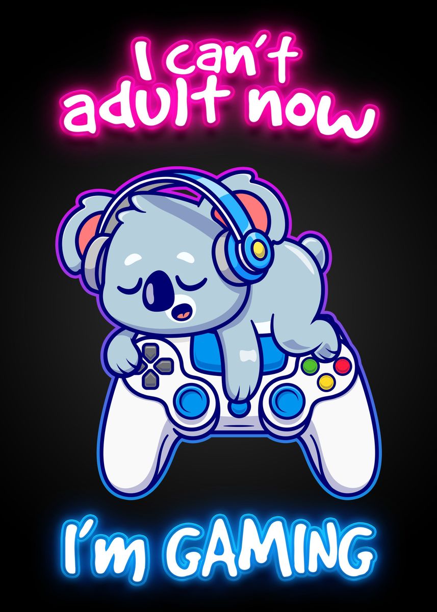'Neon Animal Gaming' Poster, picture, metal print, paint by Love ...