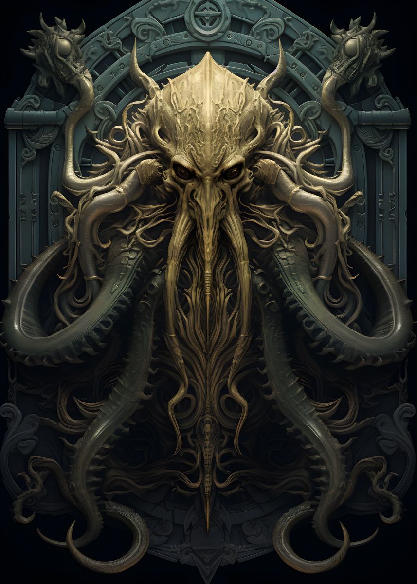 'Cthulhu Golden Art Deco' Poster, picture, metal print, paint by ...