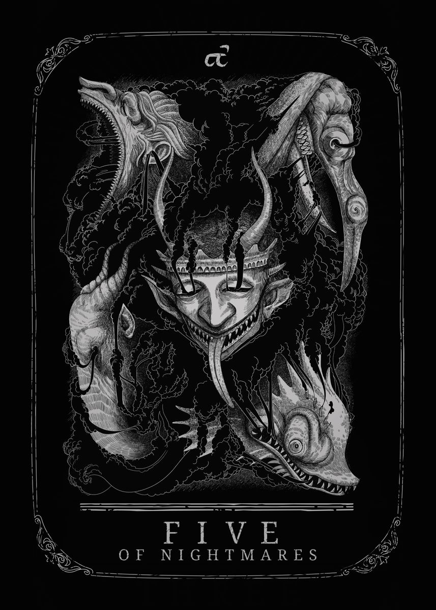 'Five of Nightmares' Poster, picture, metal print, paint by Hunt ...