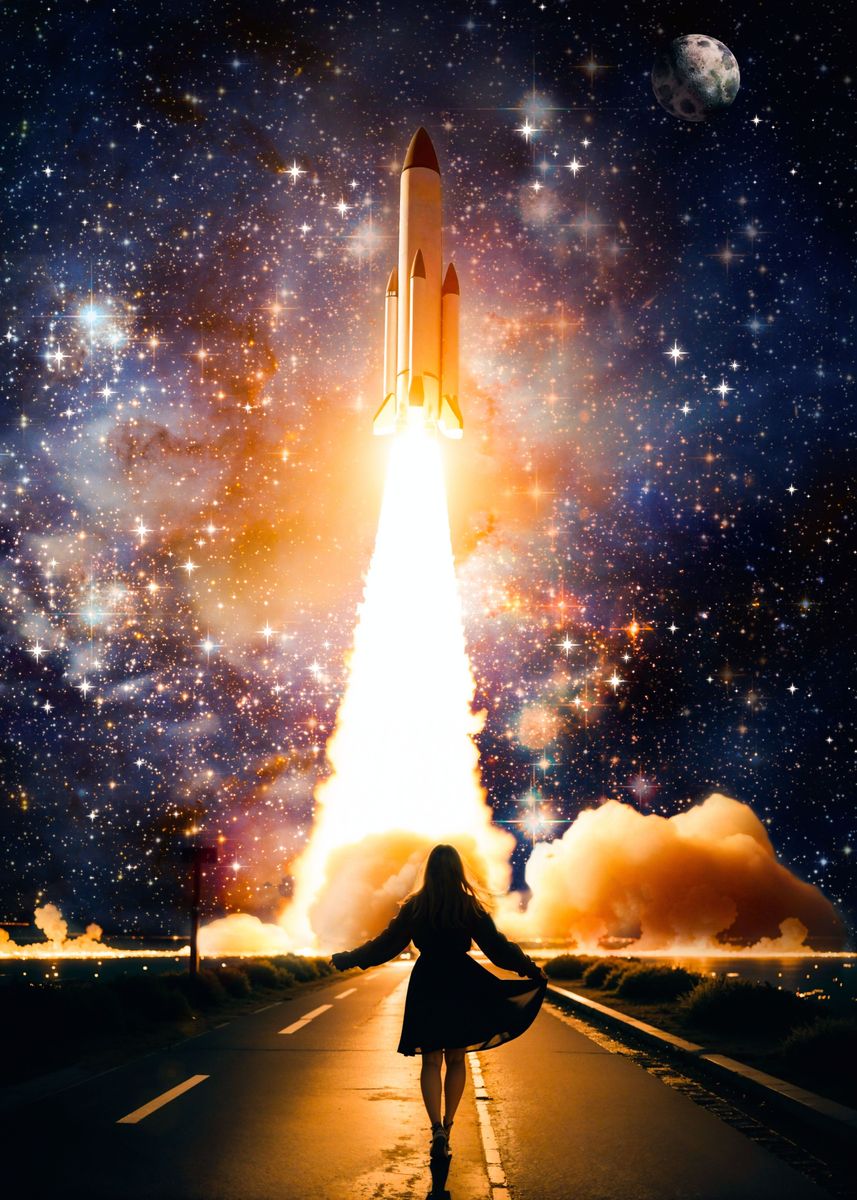 'Young woman taking rocket' Poster by Gen Z | Displate