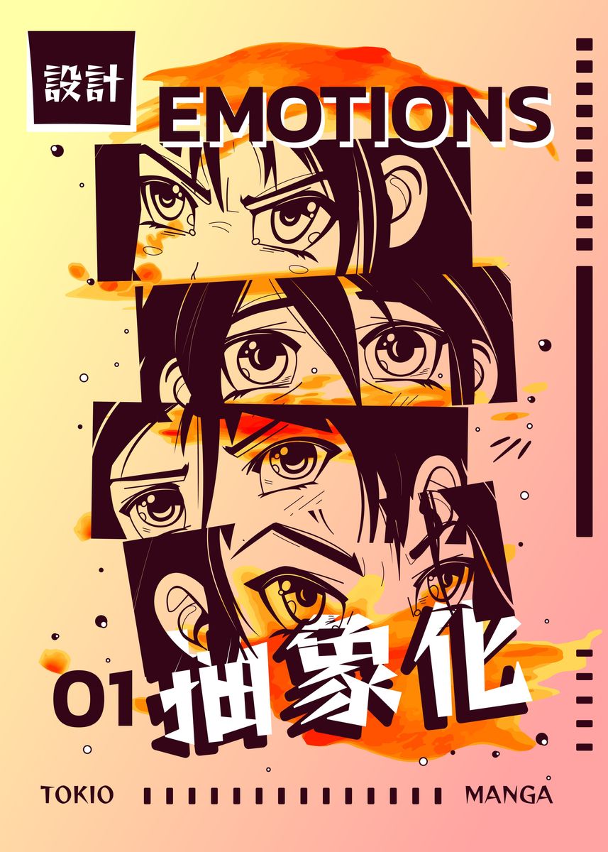 'Anime Manga Emotions' Poster, picture, metal print, paint by Cyborg ...