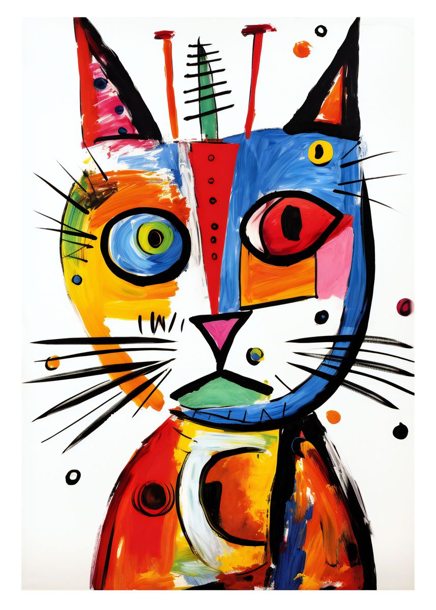 'Cat Picasso 03' Poster, picture, metal print, paint by Art Space ...