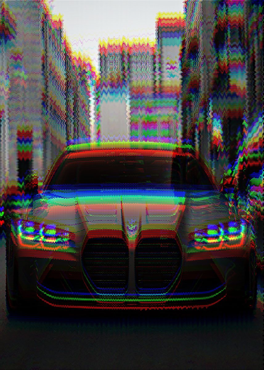 'CAR GLITCH ART' Poster, picture, metal print, paint by Kilua | Displate