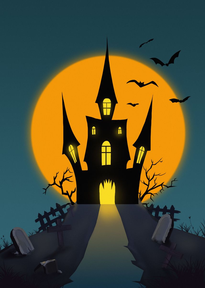 'Halloween Castle bot' Poster, picture, metal print, paint by Tovu Yovi ...