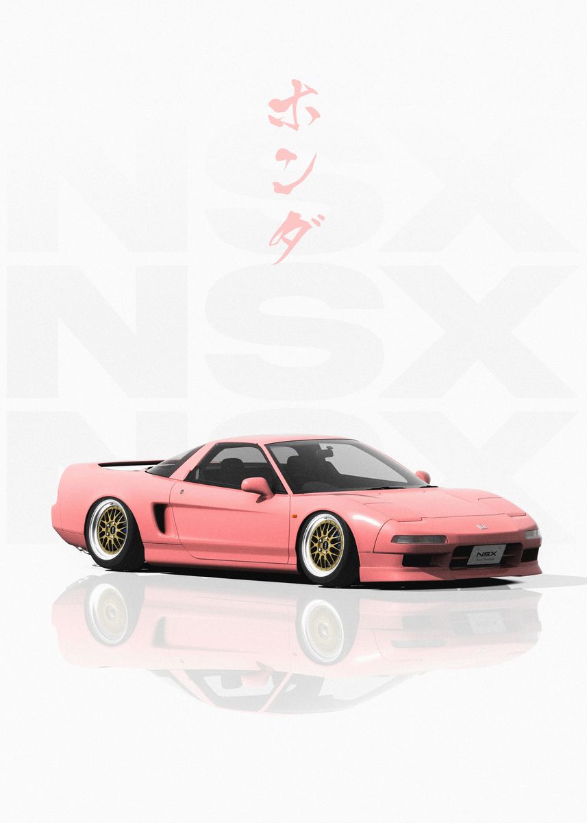'Pink JDM Honda NSX NA1' Poster, picture, metal print, paint by Yannick ...