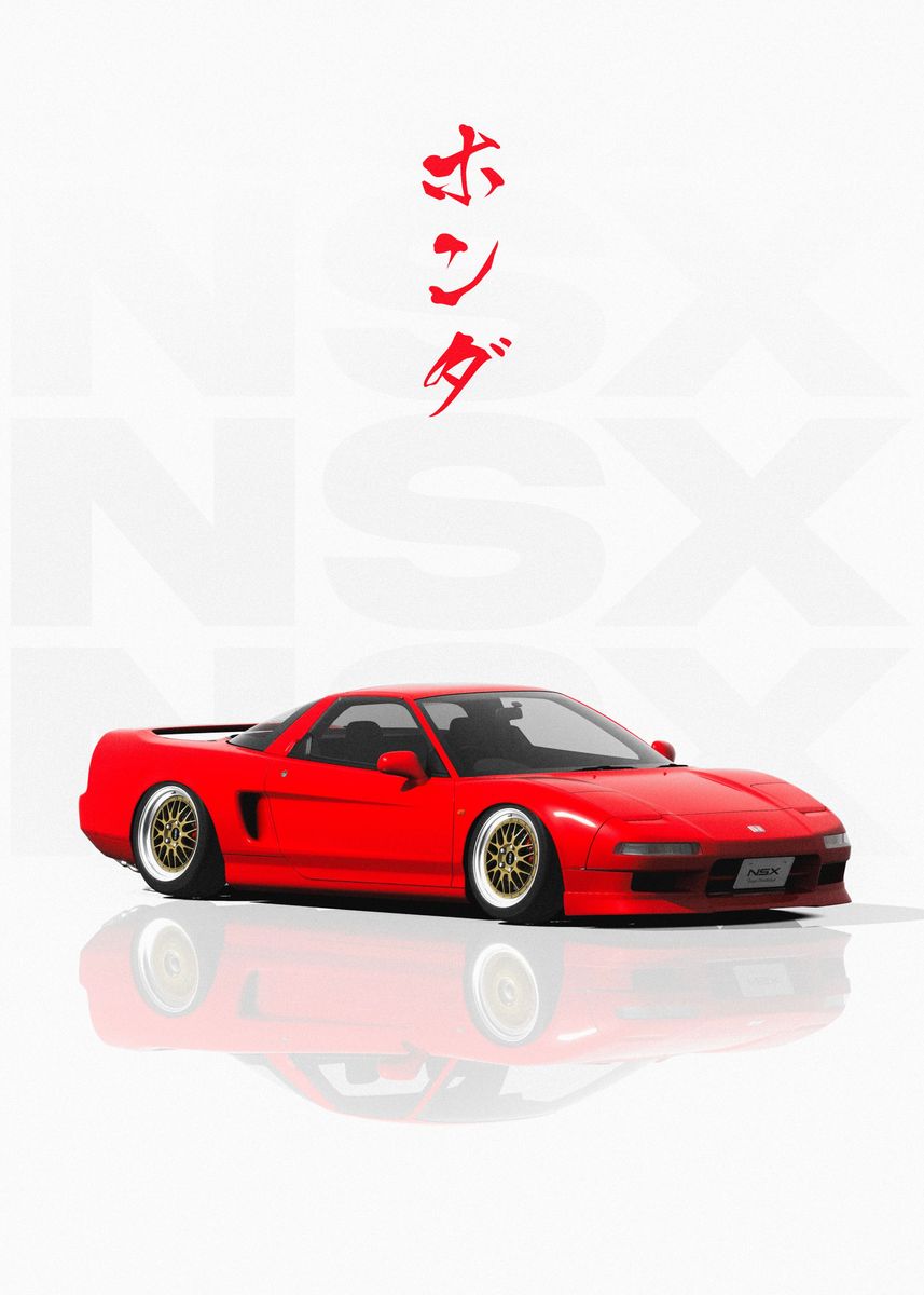 'Red JDM Honda NSX NA1' Poster, picture, metal print, paint by Yannick ...