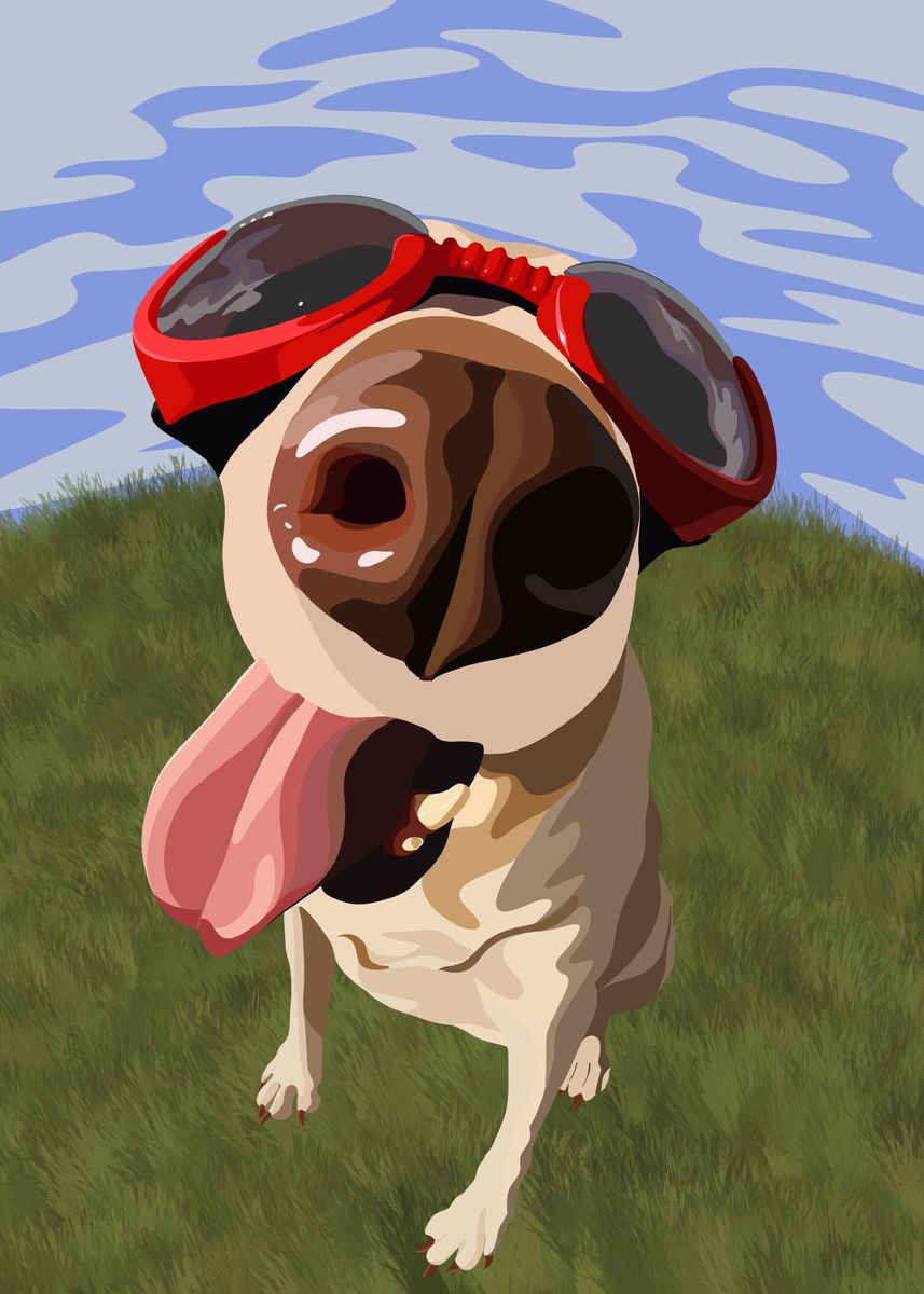 'Careless Pilot Dog' Poster, picture, metal print, paint by holailustra ...
