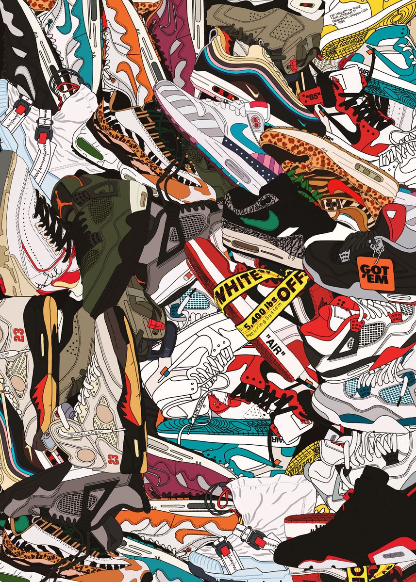 '20 sneakers hype' Poster, picture, metal print, paint by Indra Agus ...
