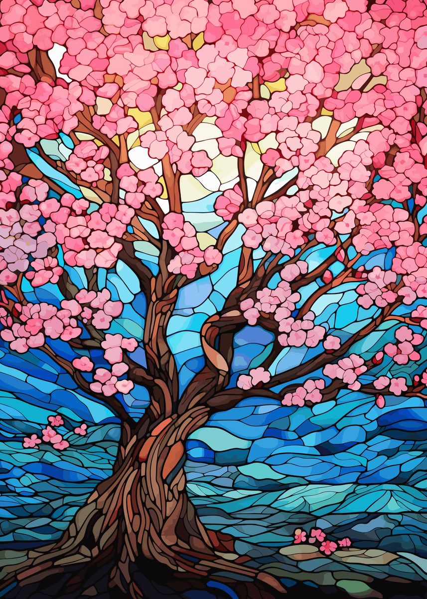 'Cherry Blossom Sakura Tree' Poster, picture, metal print, paint by ...