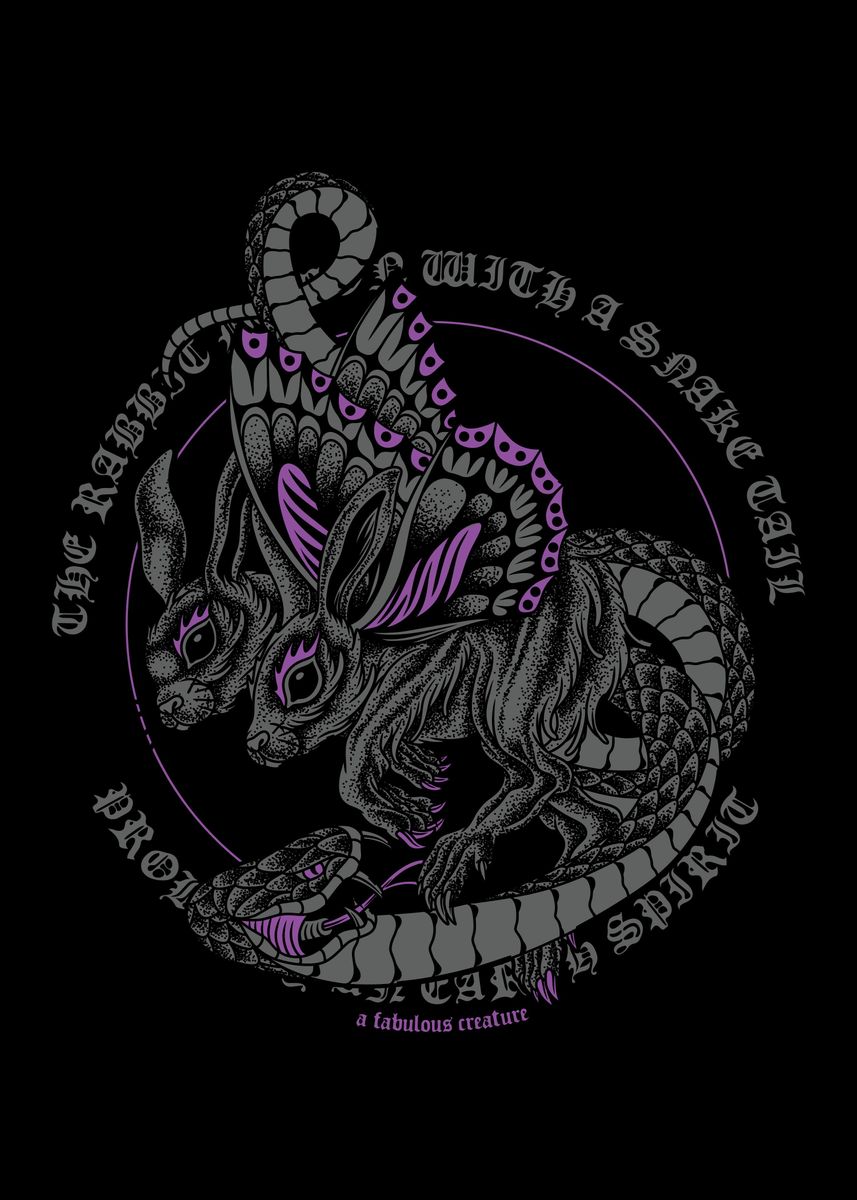 'Snake Rabbit creatures ' Poster, picture, metal print, paint by hendra ...