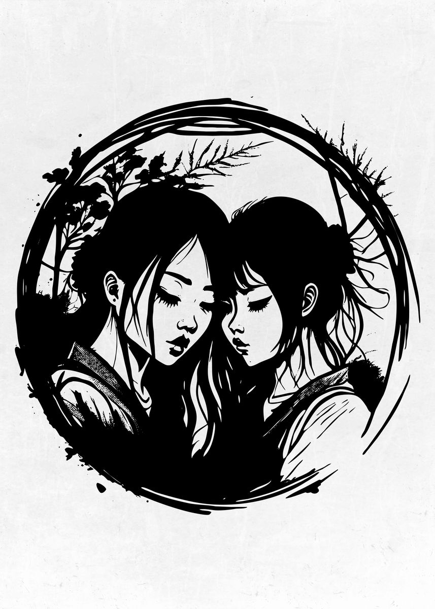 'Two ' Poster, picture, metal print, paint by Ilya Danilov | Displate